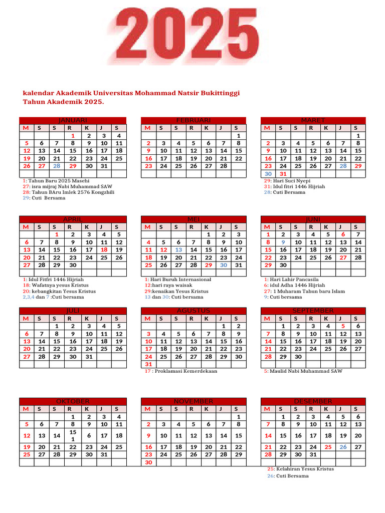 Kalender Akademik 2025 UMM Natsir | PDF