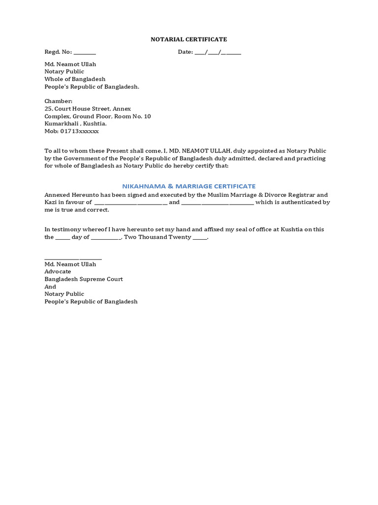 Notarial Certificate Format | PDF