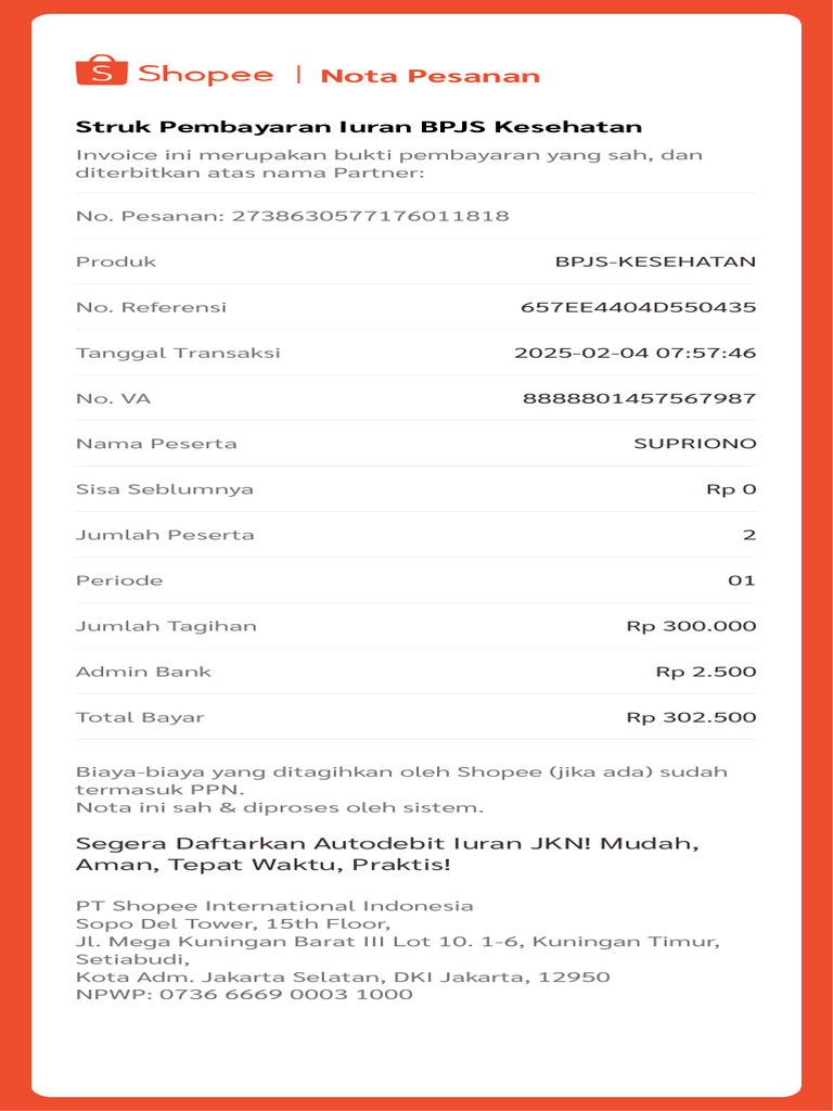 E-Receipt - Tanda Terima Shopee | PDF