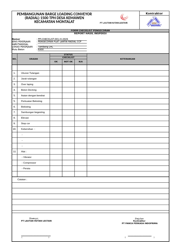 Checklist Pengecoran | PDF