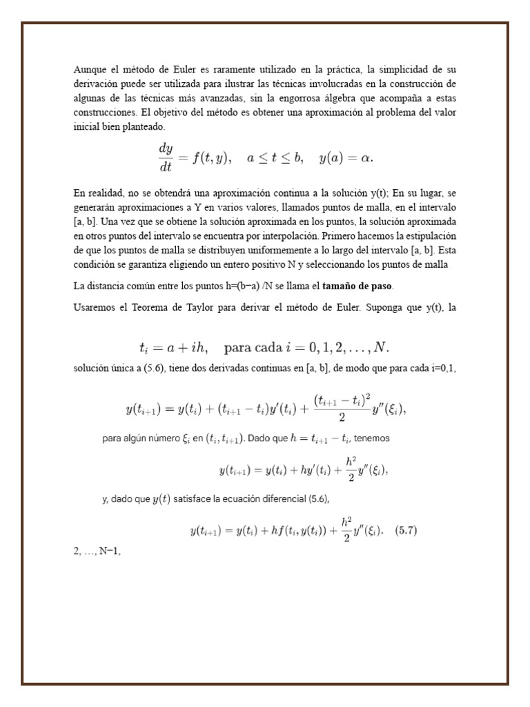 Aunque El Método de Euler Es Raramente Utilizado en La Práctica | PDF | Ecuaciones | Interés