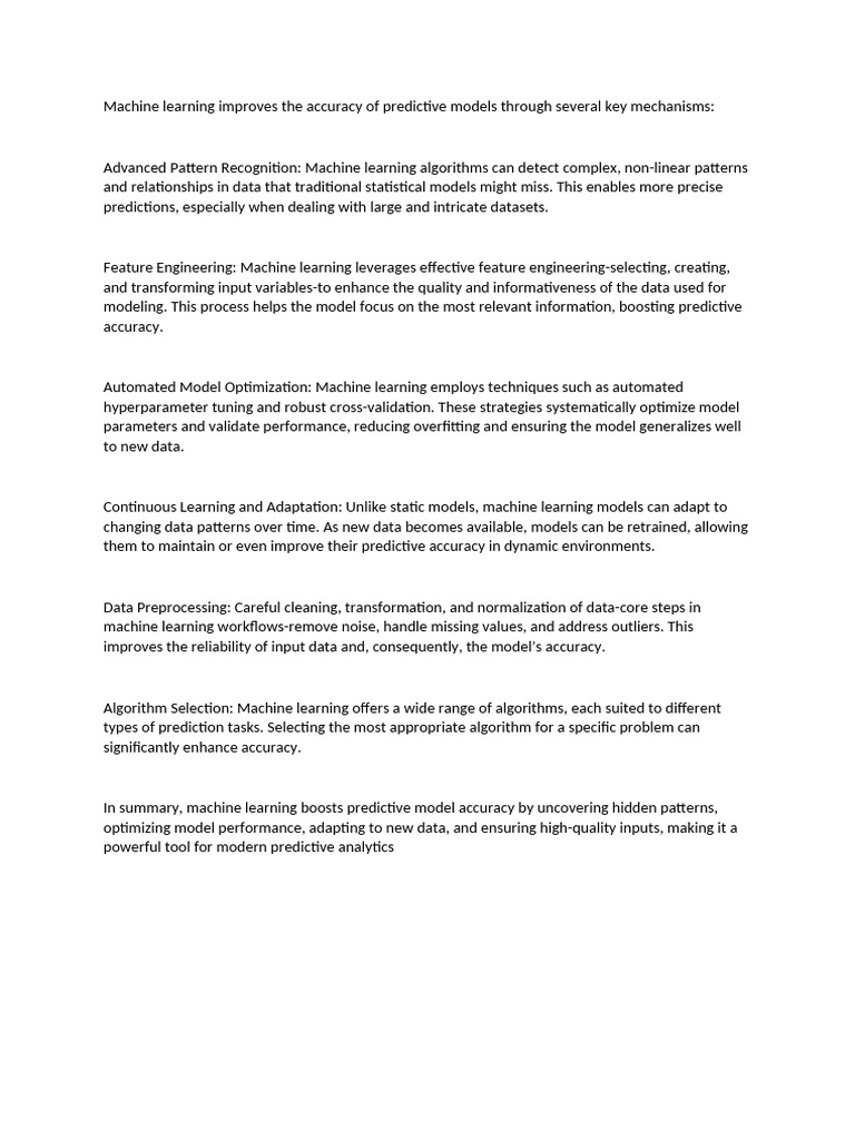 How Does Machine Learning Improve The Accuracy Of Predictive Models Pdf