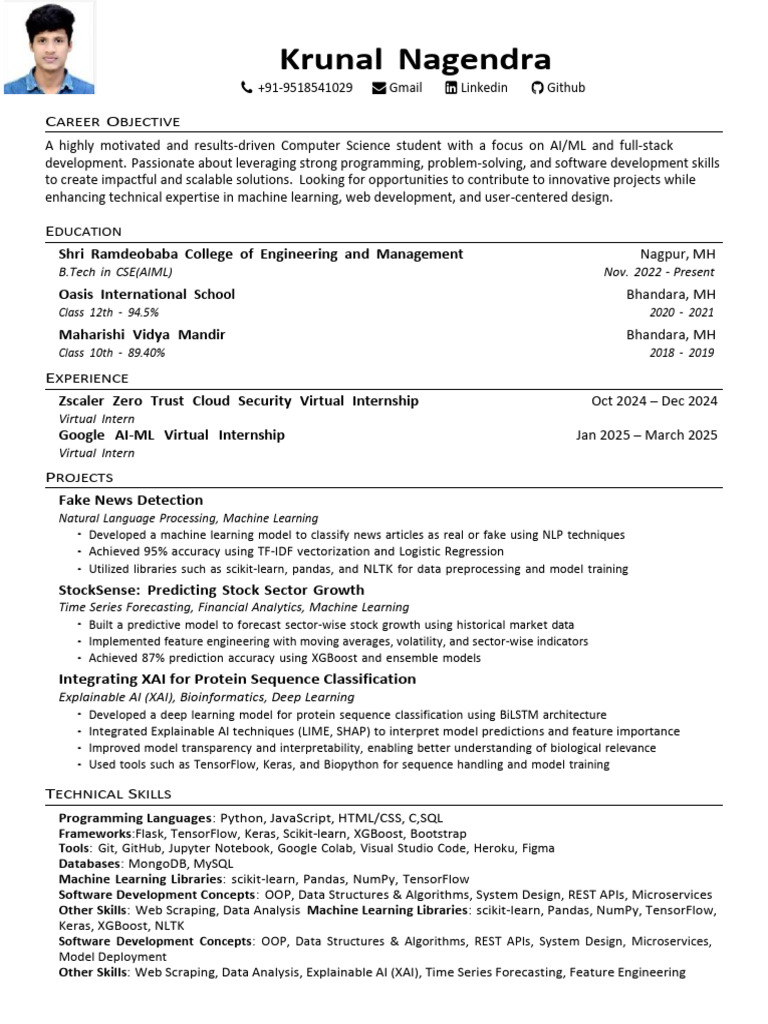 Krunal Nagendra CSE (AIML) | PDF | Machine Learning | Artificial Intelligence