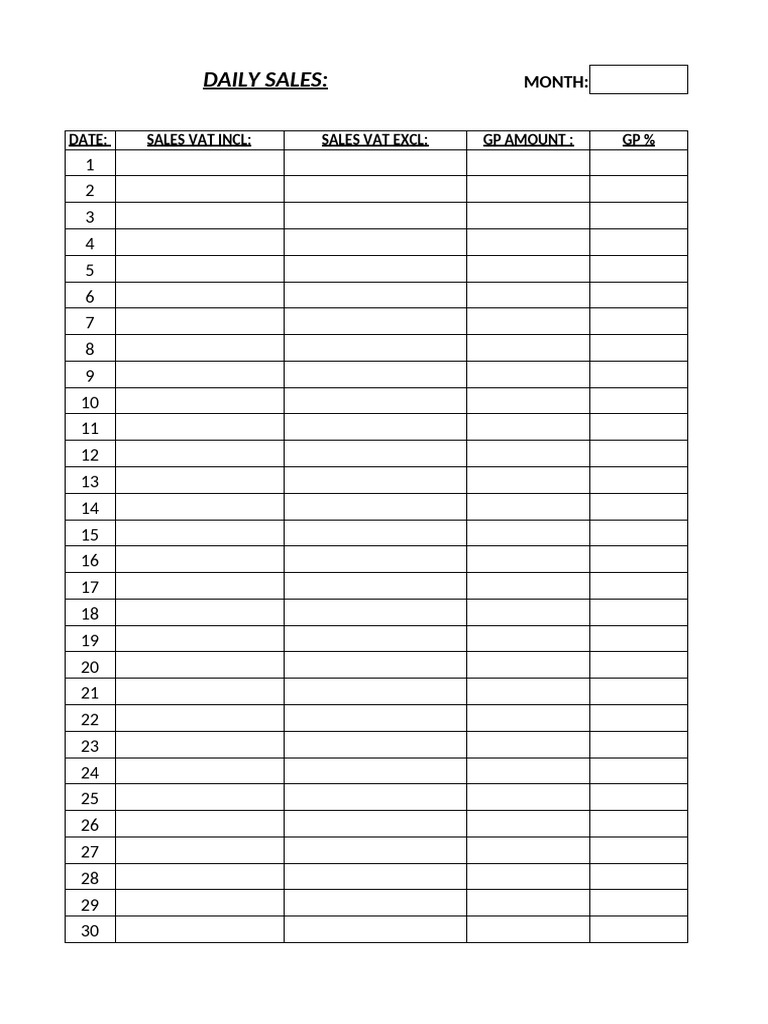 Daily Sales | PDF