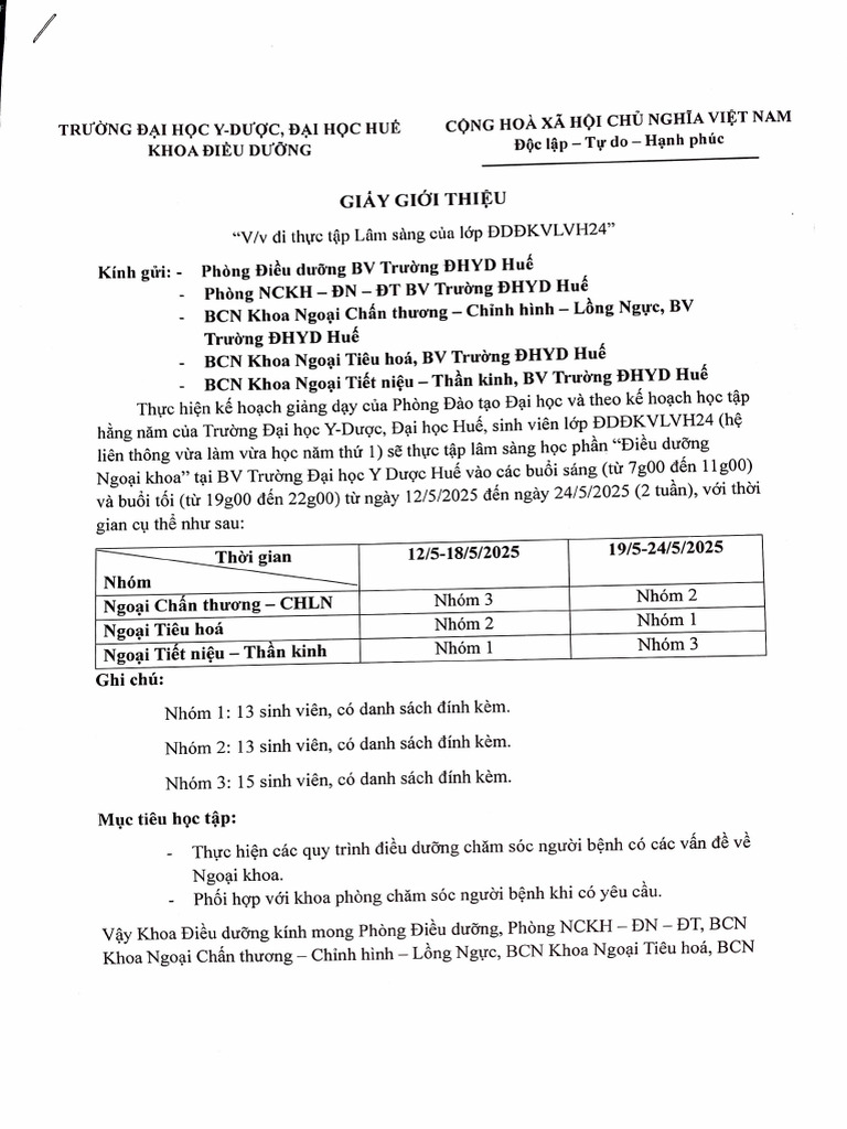 Giay Gioi thieu Ngoai II - Lop VLVH | PDF