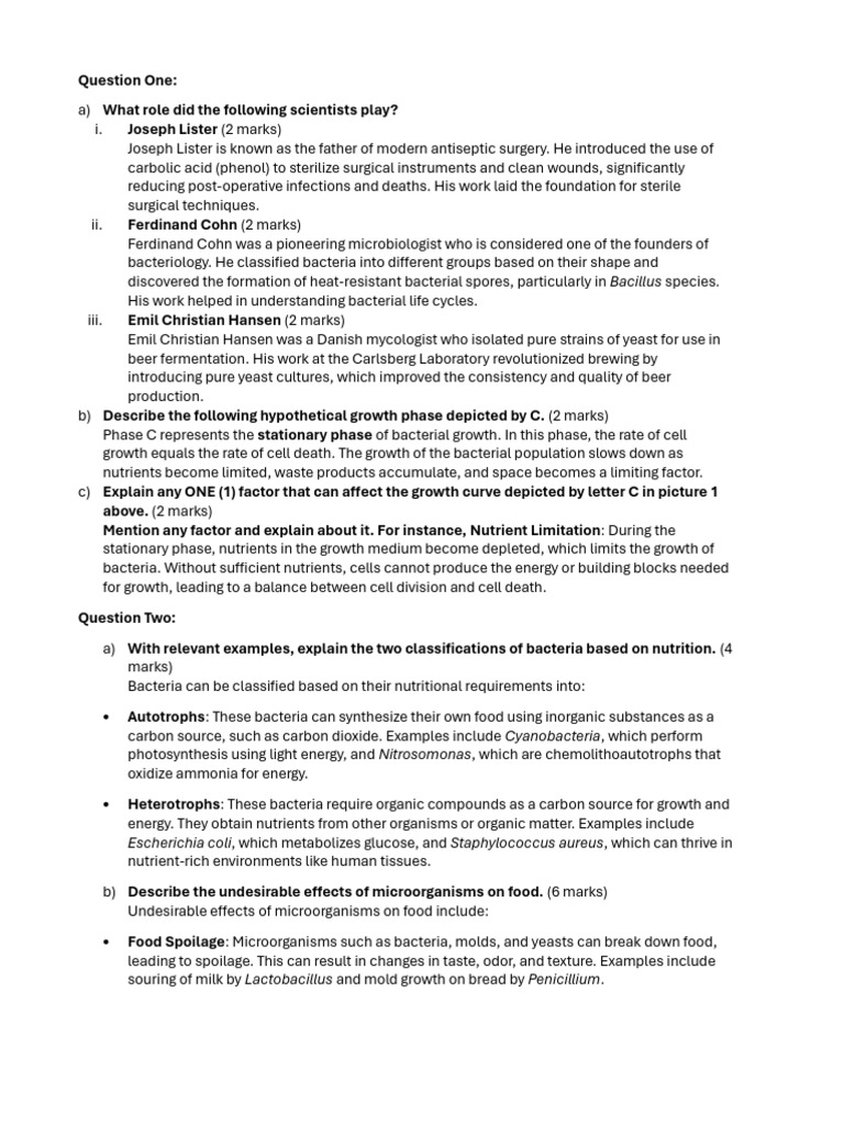 Food Microbiology Mid Sem Model Answers 3 | PDF | Bacteria | Fermentation