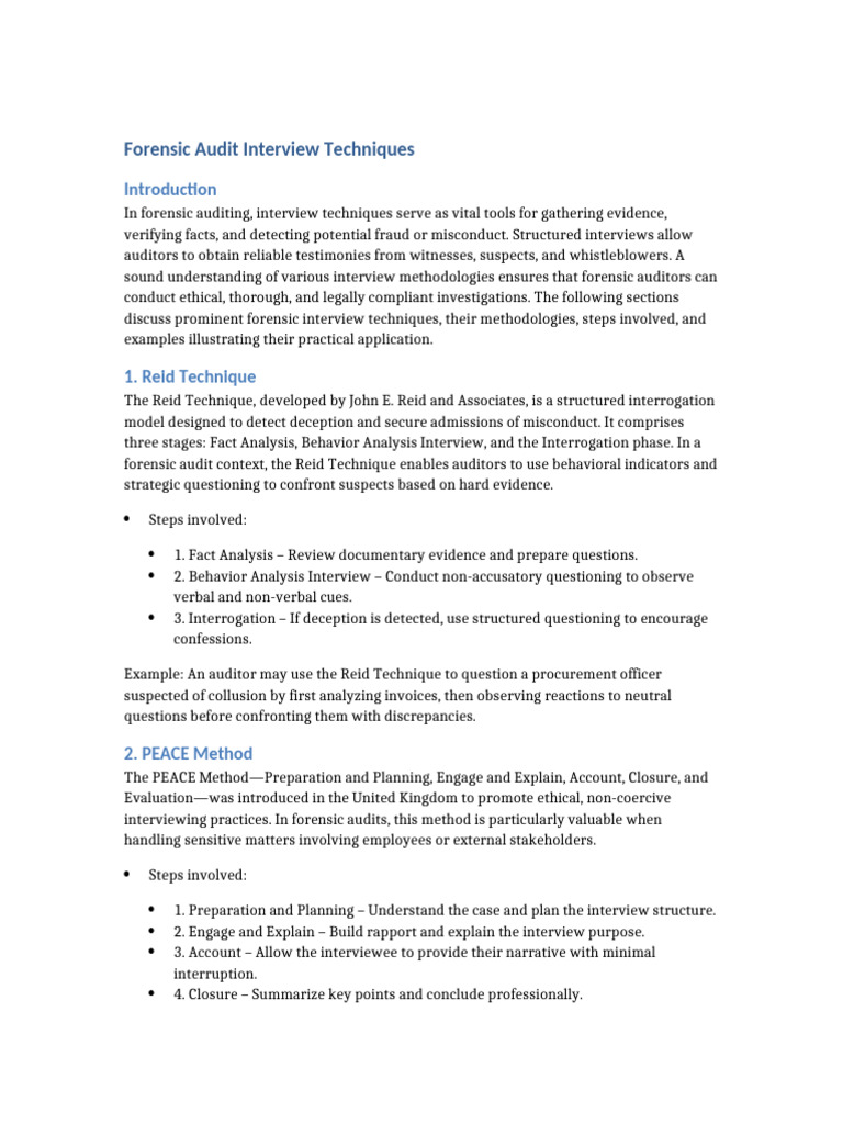 Forensic Audit Interview Techniques Expanded Examples | PDF | Audit ...