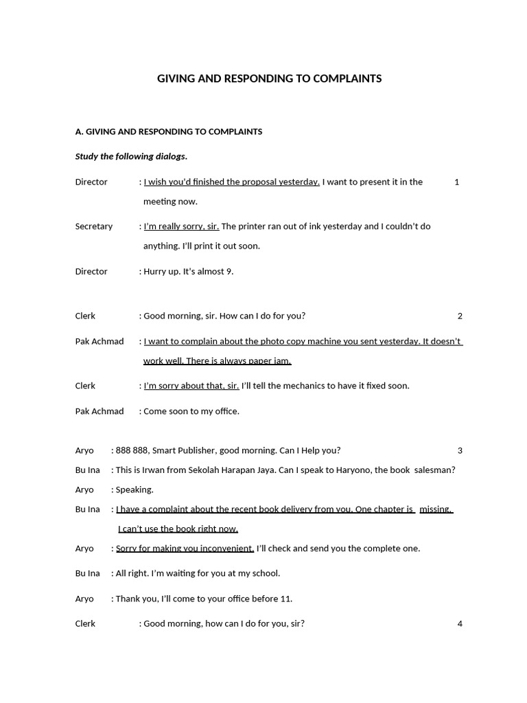 Giving and Responding To Complaints | PDF