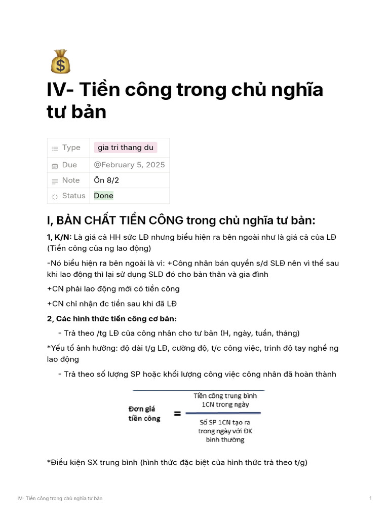 Tiền công trong CNTB - KTCT Mac Lenin | PDF