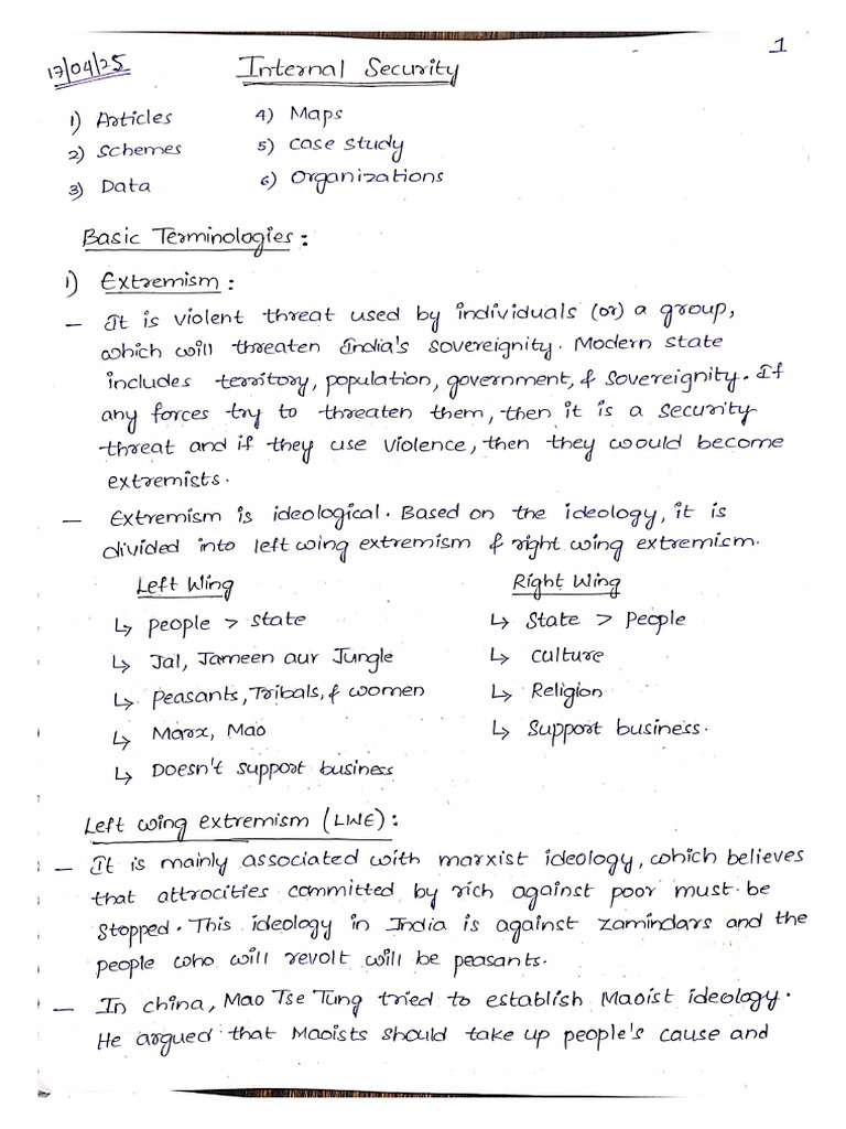 Internal Security Class Notes-1 | PDF