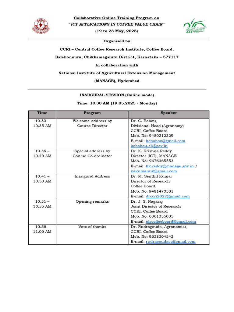 ICT in Coffee Value Chain Training | PDF