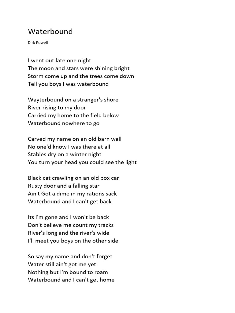 Meaning of "Waterbound" Lyrics | PDF