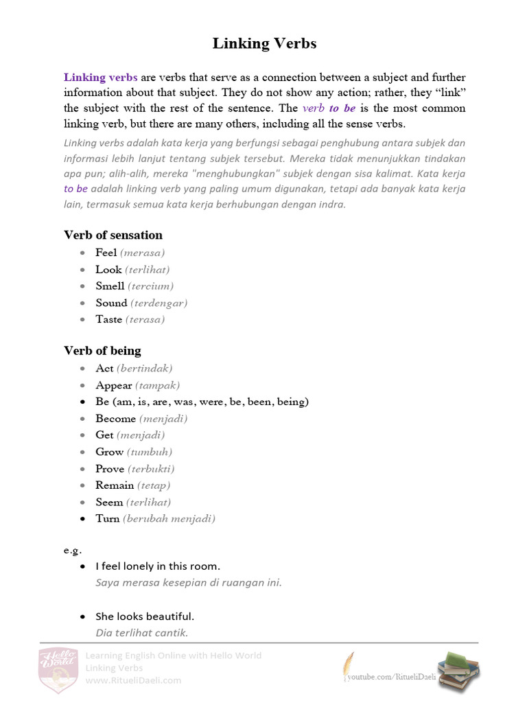 Linking Verbs | PDF