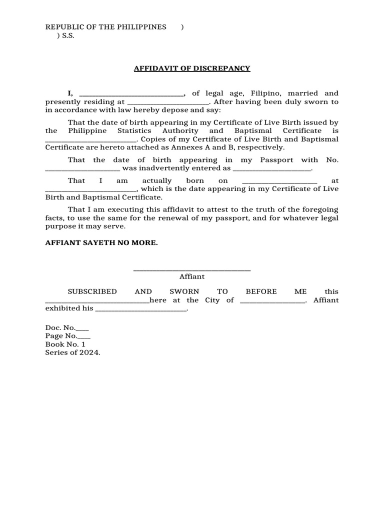 Affidavit of Discrepancy | PDF