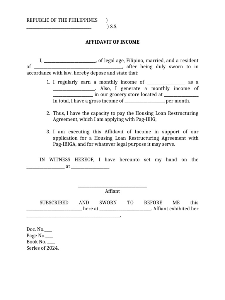 Affidavit of Income | PDF