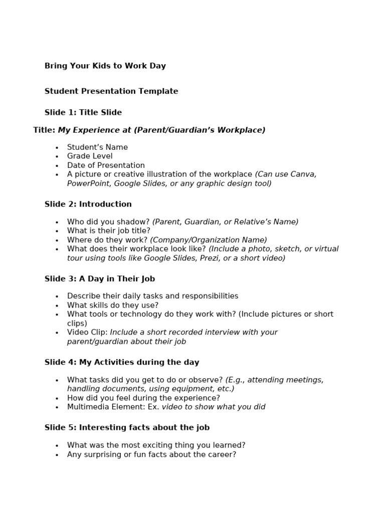 Bring Your Kids To Work Day | PDF