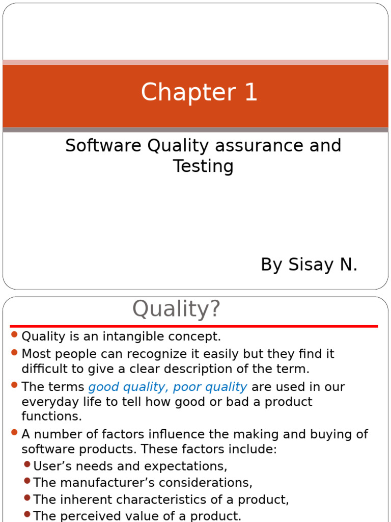 Chapter 7-Software Quality Assurance | PDF | Software Testing | Debugging