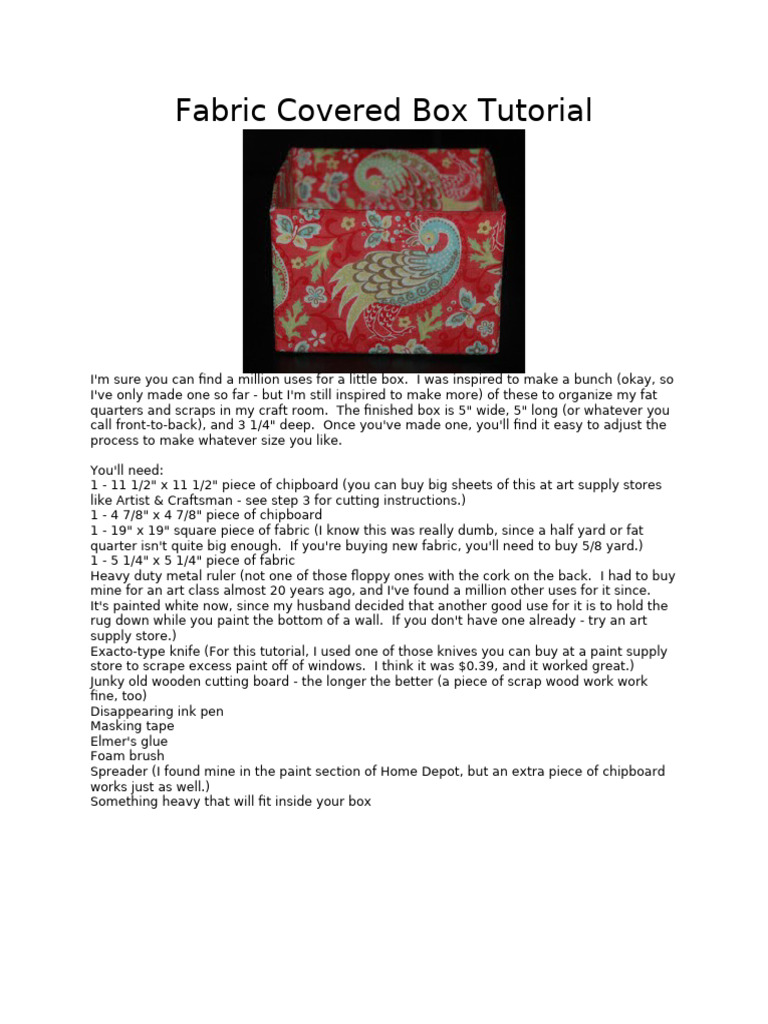 Fabric Covered Box Tutorial | PDF