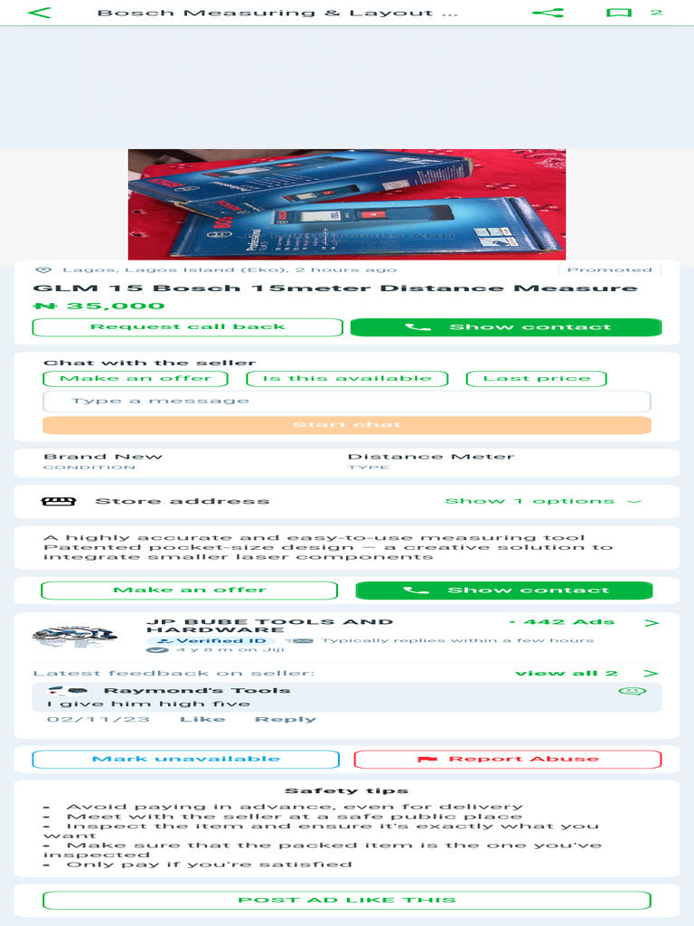 GLM 15 Bosch 15meter Distance Measure in Lagos Island (Eko) - Measuring & Layout Tools, Ebube ...