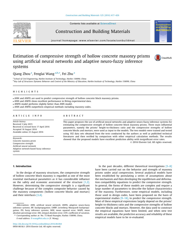 Estimation of compressive strength of hollow concrete masonry prisms ...
