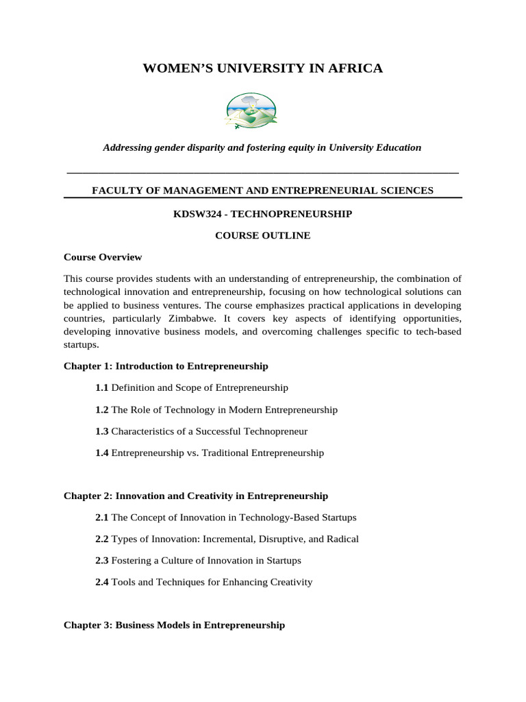 Technopreneurship Course Outline | PDF | Startup Company | Small ...