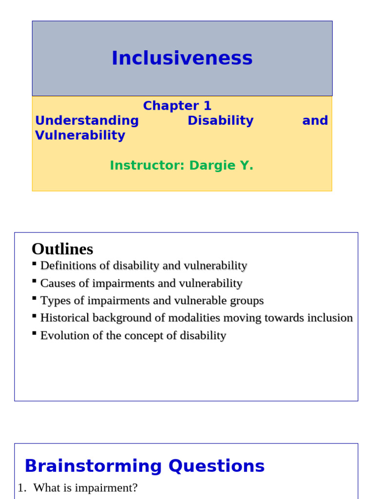 Chapter 1 - Understanding Disability & Vulnerability | PDF | Disability | Vulnerability