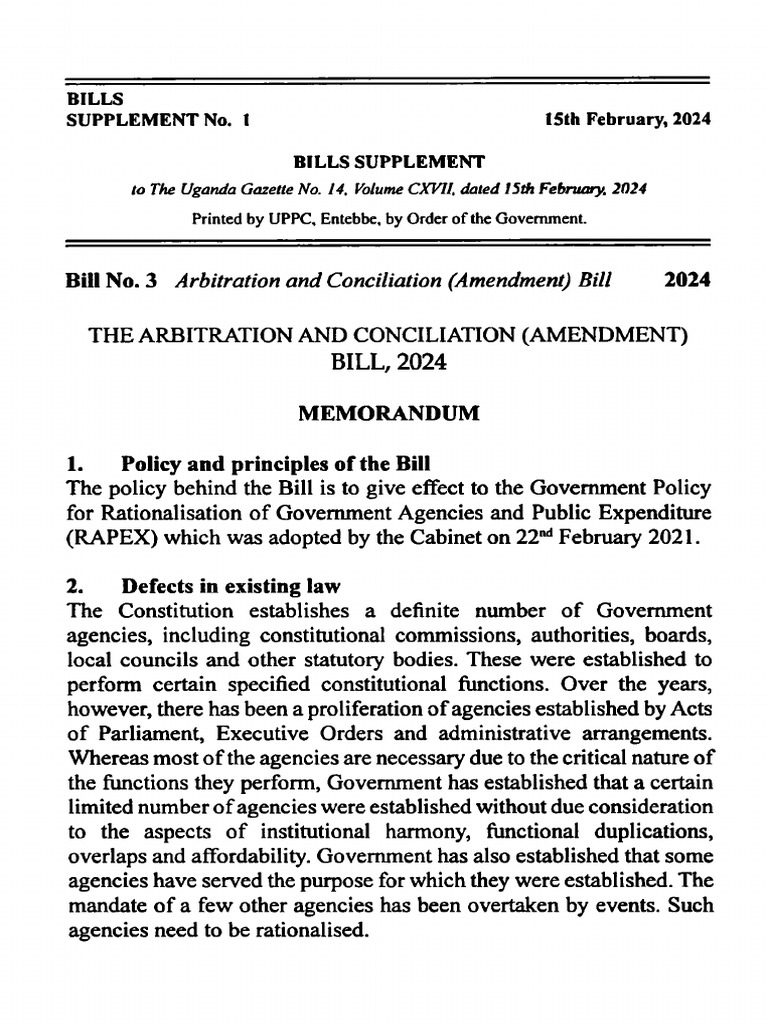 Arbitration and Conciliation Bill 2024 | PDF | Constitutional Amendment ...