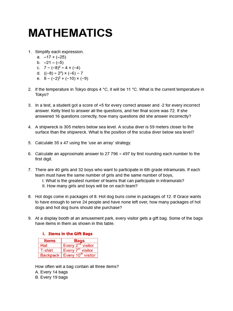 Mathematics - Negative Numbers | PDF