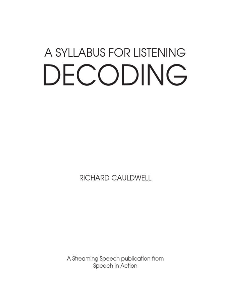 A Syllabus For Listening - Decoding (Until pp40) | PDF | Stress ...