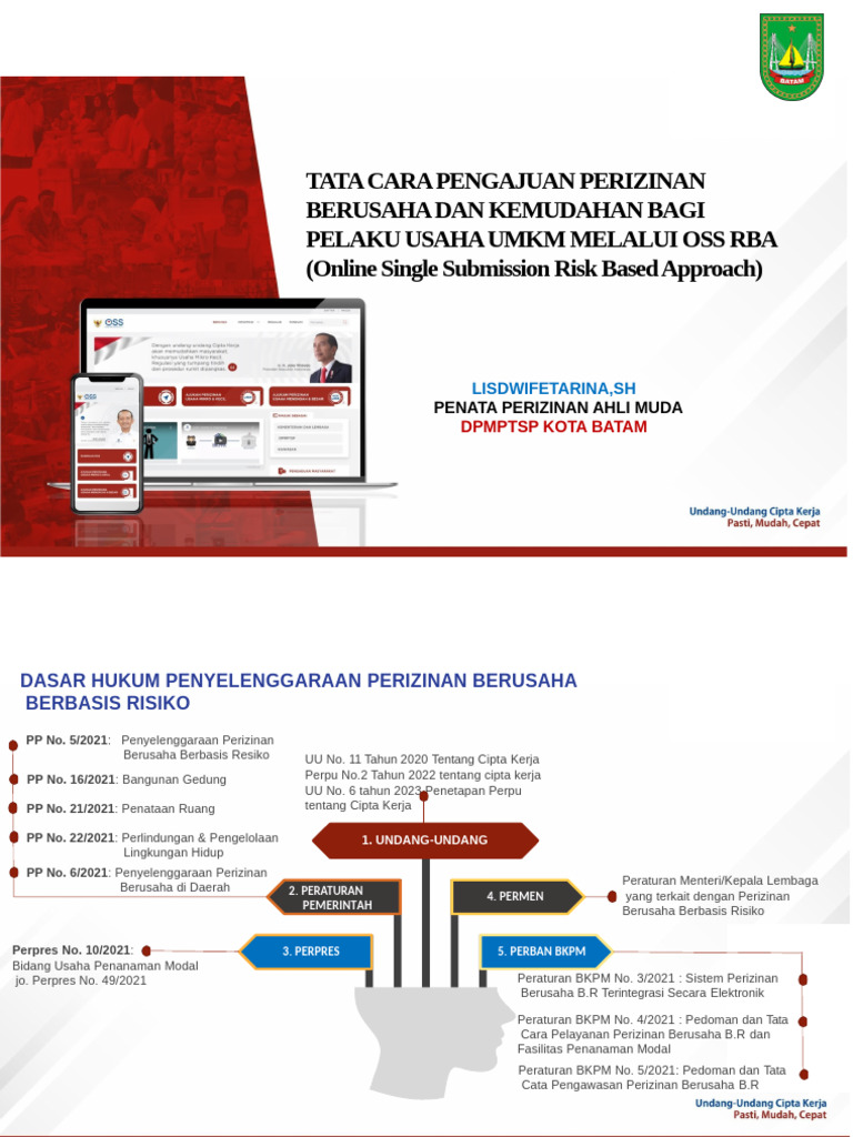 Presentasi Perizinan Berbasis Risiko (2023) UMKM (BU LIS) | PDF