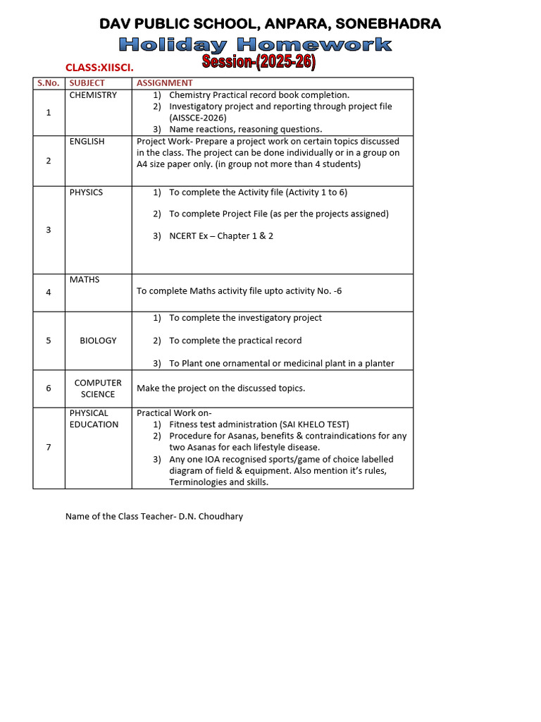 CLASS_XII_SCI_HHW(2024-25). - Whatsapp | PDF