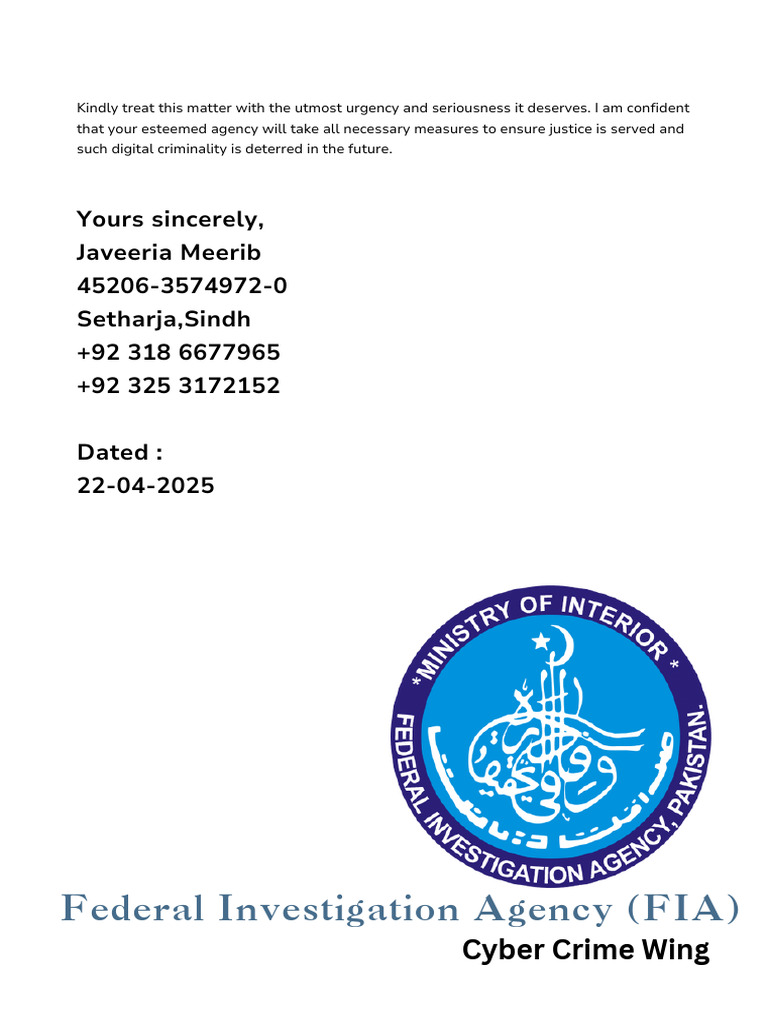 Federal Investigation Agency (FIA) | PDF