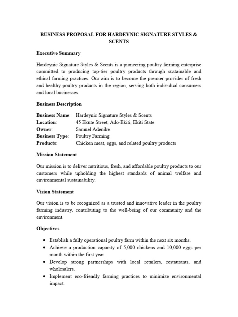 Business Proposal For Hardeynic Signature Styles & Scents | PDF ...