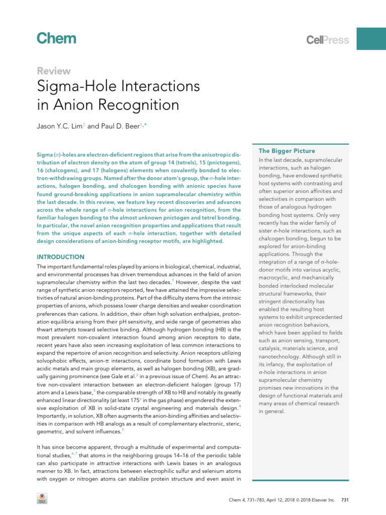 Sigma Holes | PDF | Chemical Bond | Ion