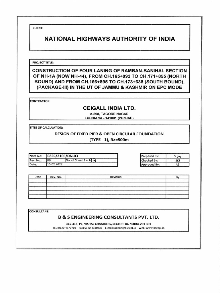 Design of fixed pier and open circular foundation TYPE 2 | PDF