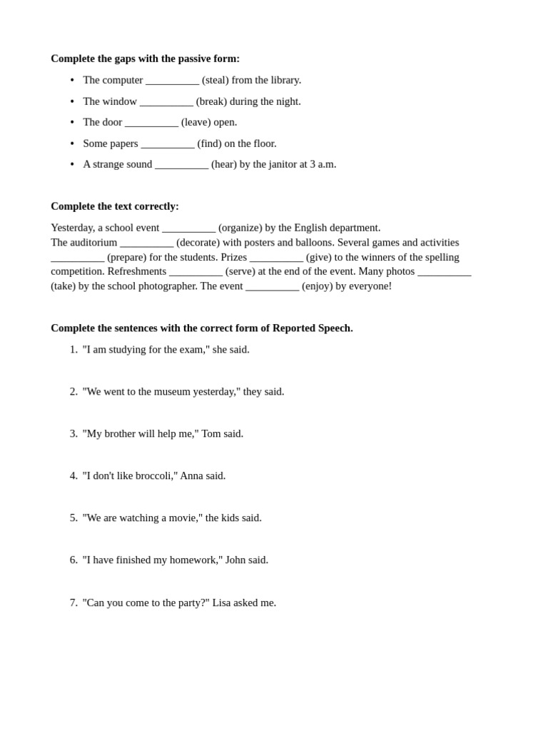 Passive Voice+Reported Soeech | PDF