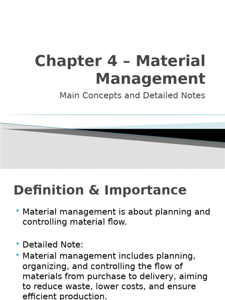 Material Management Chapter4 Presentation | PDF | Inventory | Lean Manufacturing