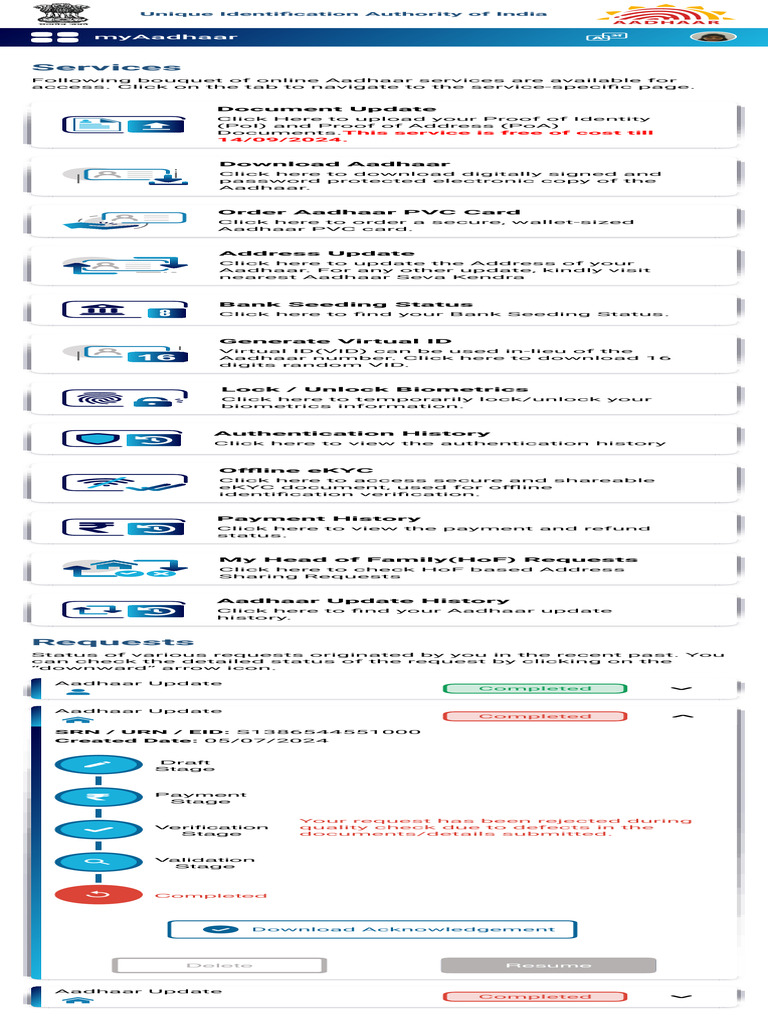 Httpsmyaadhaar Uidai Gov in | PDF