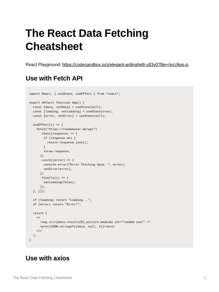 The React Data Fetching Cheatsheet | PDF | Computer Programming | Software Engineering