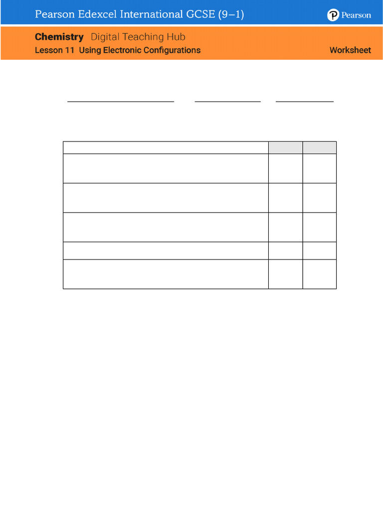 Electron Configuration - IG - Chemistry - Lesson11 - Worksheet - 01 ...