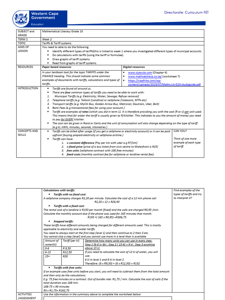 Understanding Grade 10 Tariff Systems | PDF | Fee
