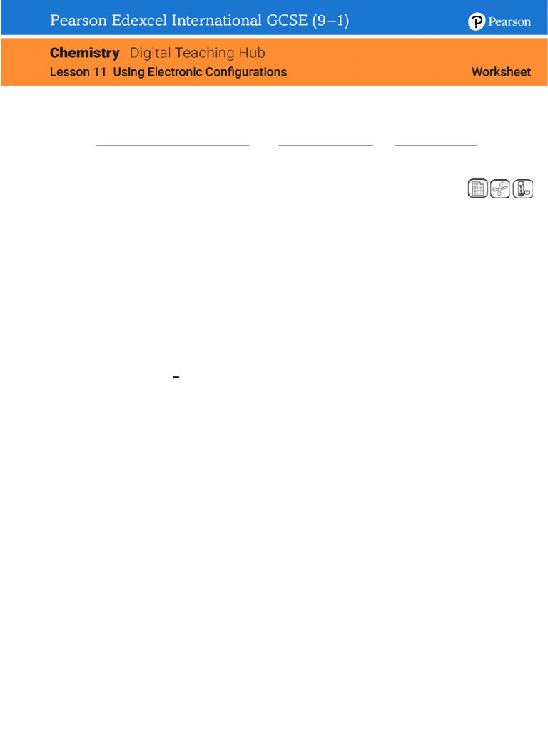 Electron Configuration -IG_Chemistry_Lesson11_Worksheet_03 | PDF | Argon | Sets Of Chemical Elements