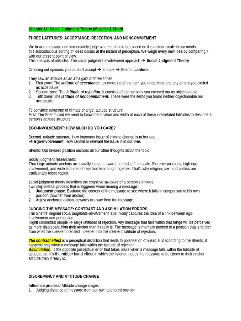 Understanding Social Judgment Theory | PDF | Persuasion | Attitude ...
