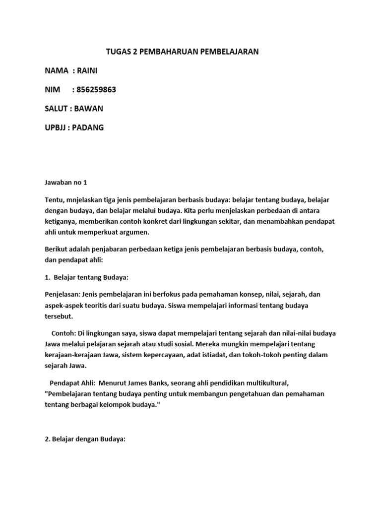 Tugas 2 Pembaharuan Dalam Pembelajaran | PDF