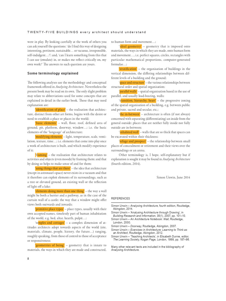 Some Important Terminologies From Simon Unwin's Book | PDF