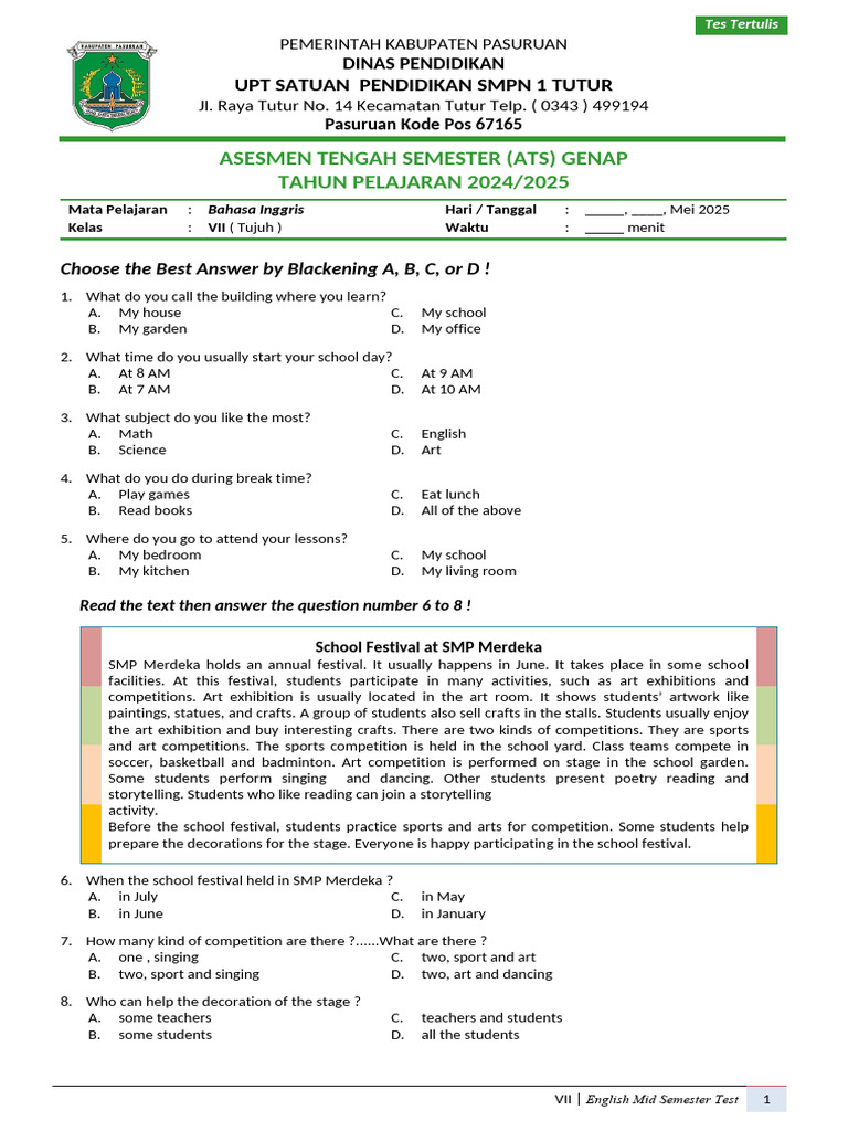 7_ats_ Big_genap - 2025 Hijau | PDF | Classroom | Interior Design