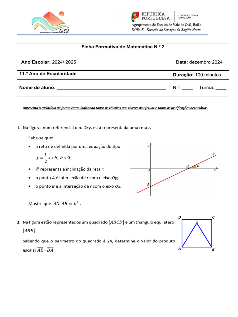 Ficha Formativa 2- 11.º Ano | PDF | Matemática