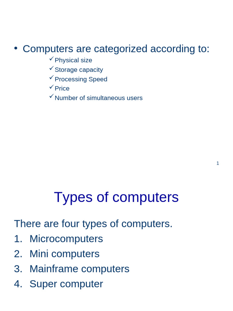 Categories of Computers1 | PDF | Personal Computers | Microcomputers