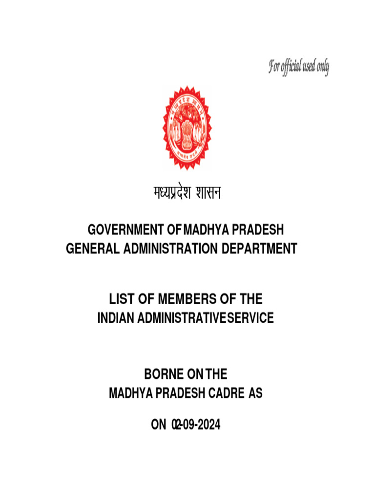 Madhya Pradesh IAS Officer List 2024 | PDF | Government Of India ...