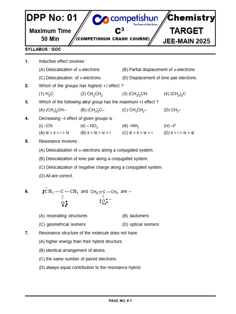 Students Copy - DPP-1 (GOC) | PDF | Atomic | Physical Chemistry